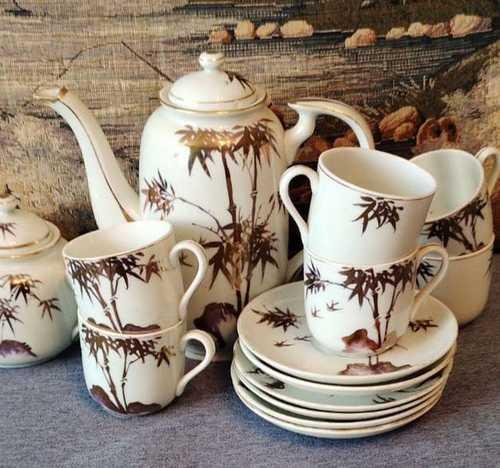 Фарфоровый кофейный сервиз на 6 персон новый