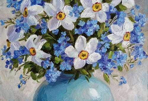 Картина цветы Весенний букет масло 25*35 см