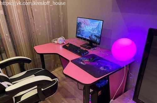 Игровой компьютерный стол. Розовый (Pink). Новый