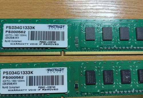 DDR3-1333, 4х2Gb, Partiot (KiT) и Samsung