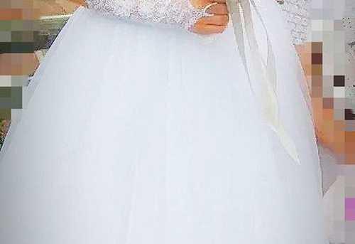 Свадебное платье+кольца+фата+перчатки+туфли+чехол