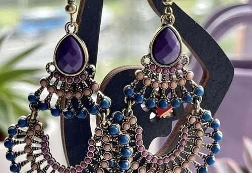 Серьги в этническом стиле (фиолетовая коллекция)