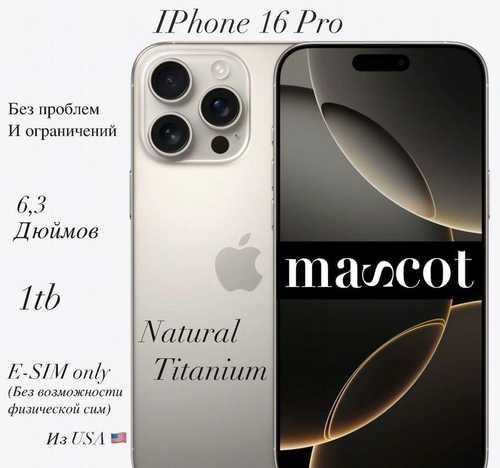 iPhone 16 pro 1tb серый е сим