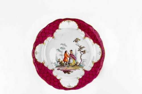 Антикварная тарелка, Германия, фарфор, 1825-1924гг