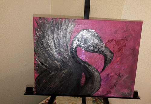 Картина черный фламинго