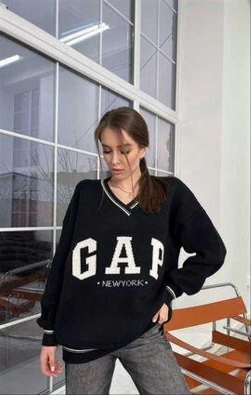 Свитер с принтом gap черный новый oversize