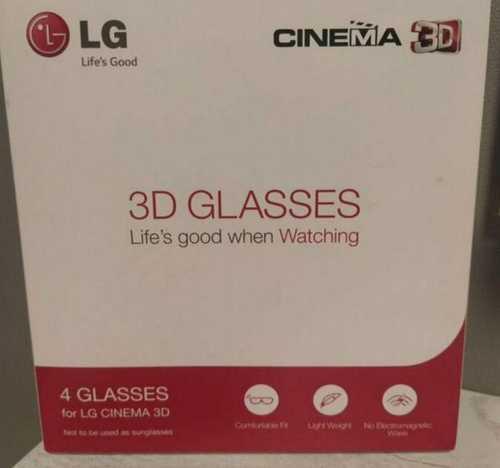 LG 3D-очки 4 штуки Новые. For LG cinema 3D AG-F310