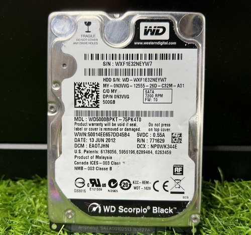 Жёсткий диск 2.5 500GB WD Black WD5000bpkt