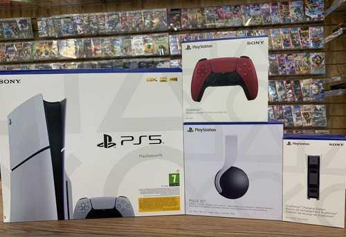 Sony PS5 Slim +Джойстик+Наушники+Зарядка