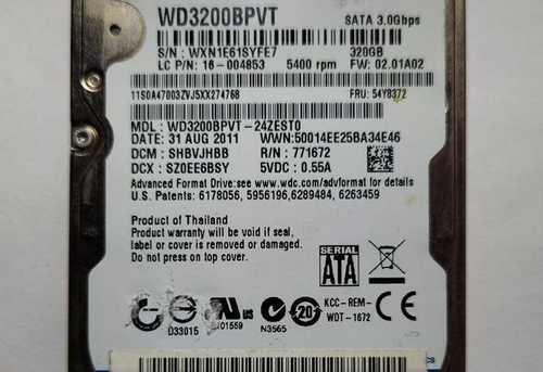 HDD WD 320GB 2.5" WDC WD3200bpvt-24zest0