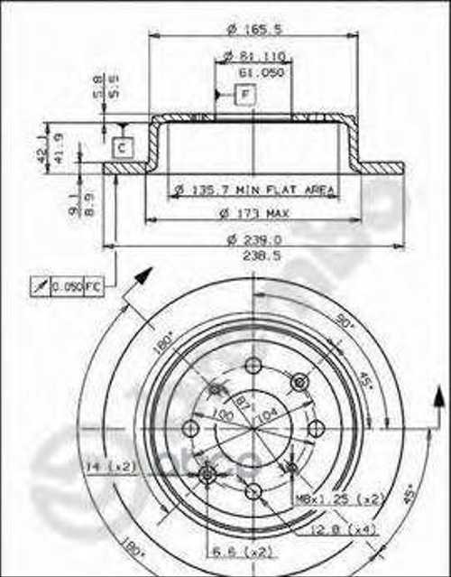 Диск тормозной 08.5719.10 08.5719.10 Brembo