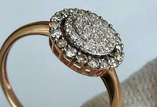 Золотое кольцо малинка 585 с бриллиантами 0.3кт