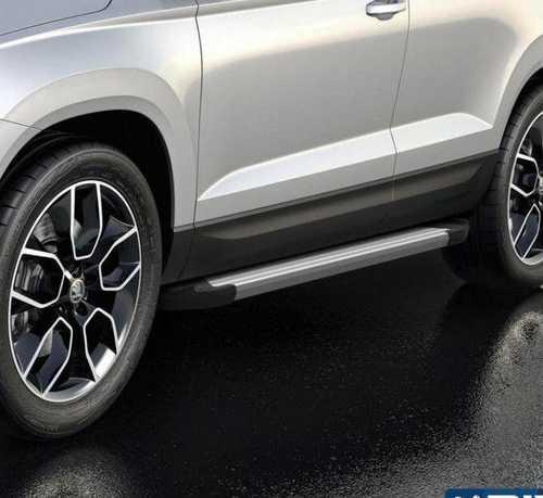 Пороги-подножки Volkswagen Taos 2021. Silver