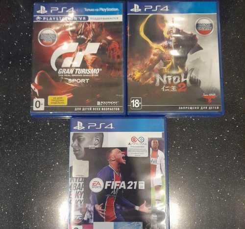 Диски на ps4 fifa21,gta,nioh 2