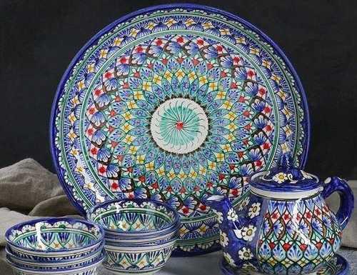 Набор чайный, 9 предметов, Риштанская Керамика
