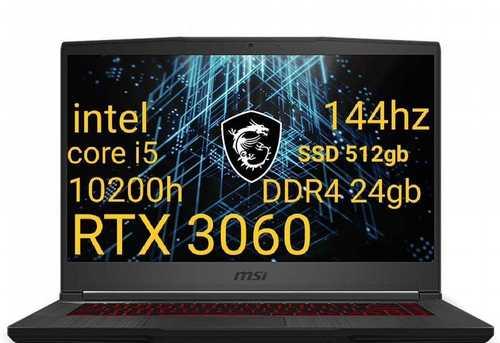 Игровой ноутбук MSI RTX 3060 + core i5