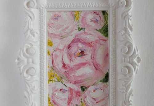 Картина маслом розовые пионы