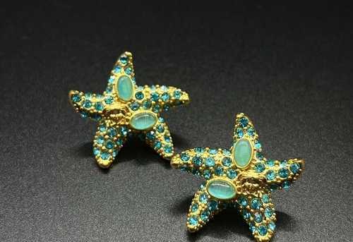 Серьги морская звезда кристаллы Versace
