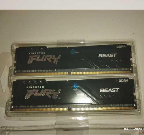 Kingston Fury Beast DDR4 32Gb, 2х16, xmp 3200