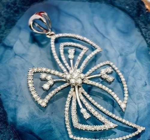 Подвеска белое золото с 222 бриллиантами 2,02 ct