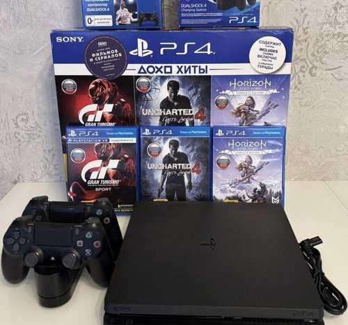 Sony PS4 Slim   2 геймпада   зарядная станция