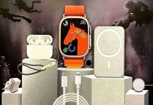 Подарочный набор 6в1 apple наушники smart watch