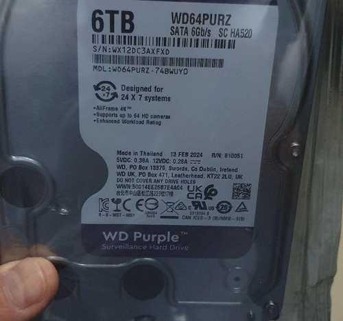 Диск wd purple 6tb