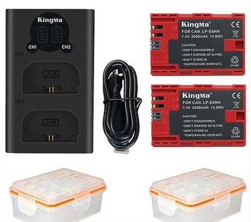 Аккумуляторы Kingma (2 шт) LP-E6 NH (2000 mAh) + з