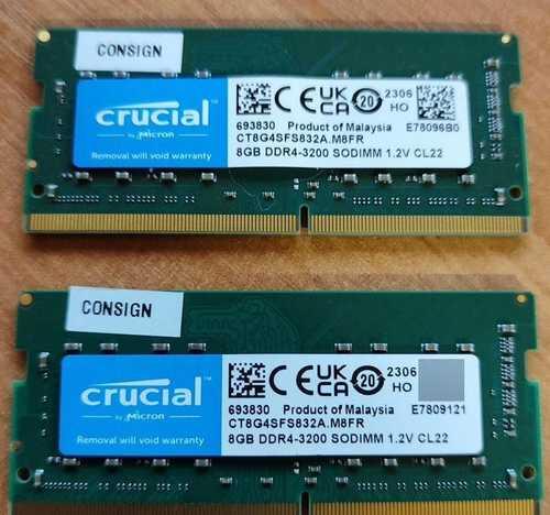 Crucial 16 GB (2*8GB DDR4-3200sodimm 1.2V CL22)