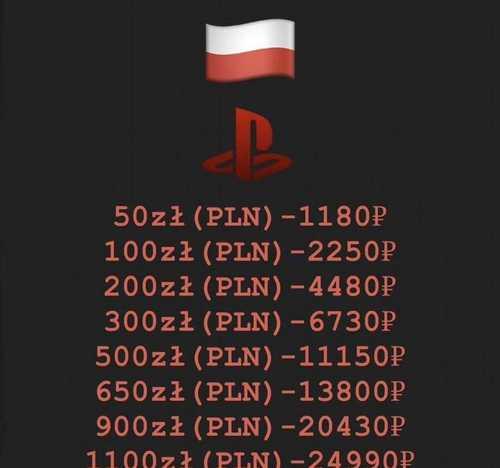 Карты пополнения PSN/PS Store Польша