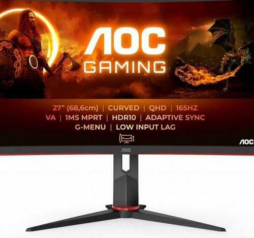 AOC CQ27G2S 27" Black (VA, 2560x1440, hdmi hdmi DP, 1 ms, 178/178, 250 cd/m, 4000:1, 165Hz, Curved 1