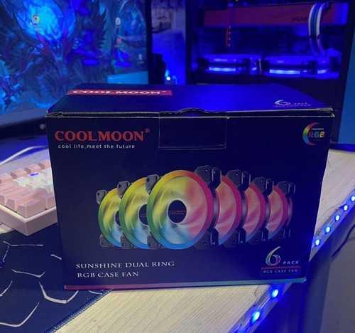 Куллера coolmoon 6 штук+хаб+пульт