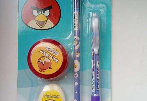 Набор: шариковая ручка, карандаш, точилка, ластик