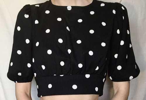 Укороченная блуза H&M в горошек