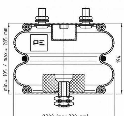 Пневмобаллон двойной сильфон (2 шп. возд. / 1 шту