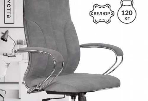 Компьютерное кресло метта светло-серый ткань велюр