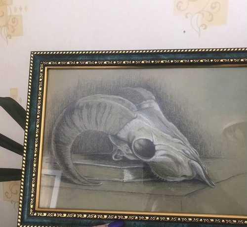 Картина с черепом козла hand made