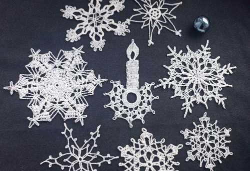 Снежинки вязаные крючком набор, Новогодний декор