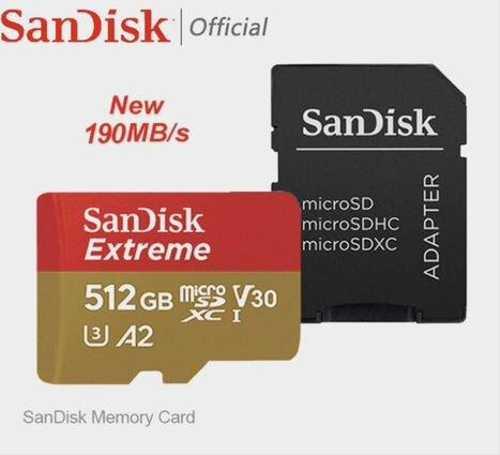 Карта SanDisk 512 GB Micro SD скорость до 190 MB-s