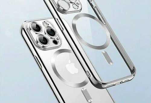 Чехол на iPhone 15 Pro MagSafe серебро