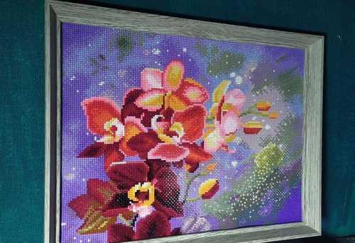 Картина алмазная мозаика готовая "Орхидеи"