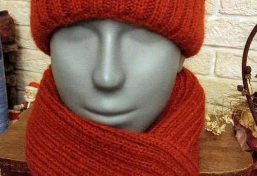 Вязаные шапка и шарф.Зимний комплект