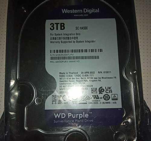 Жёсткий диск 3.5 WD Purple 3Tb