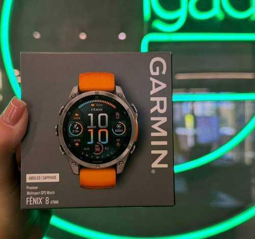 Garmin Fenix 8 47mm Amoled Sapphire Spark Orange