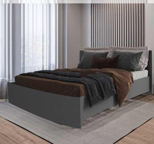 Двуспальная серая кровать Аванта