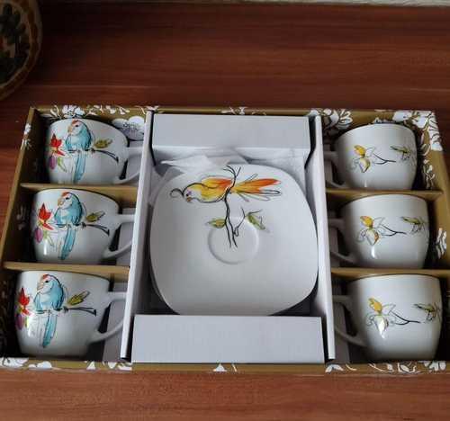 Кофейный сервиз фарфор новый на 6 персон
