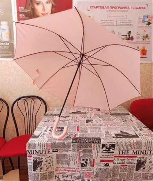 Розовый зонт-трость
