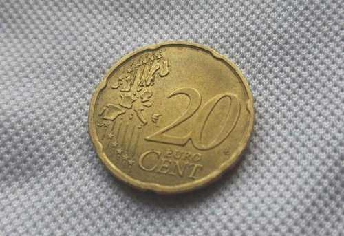 20 euro cent 2002 и жетон метрополитена Московская