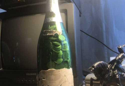 Бутылка из под шампанского с советскими копейками