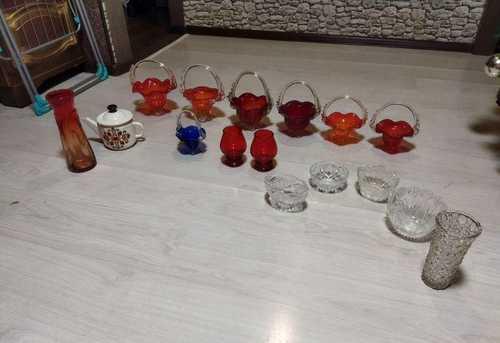 СССР конфетницы,ваза,стаканы,чайник, хрусталь